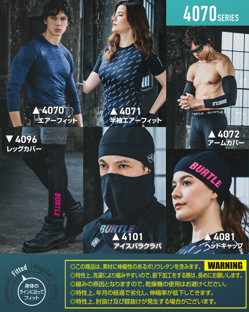 【楽天市場】【P10倍】 【ネコポス送料無料】 NP2 BURTLE エアーフィットパンツ（ユニセックス） 4073 【春夏】 バートル インナーパンツ ストレッチ 吸汗速乾 UVカット ...