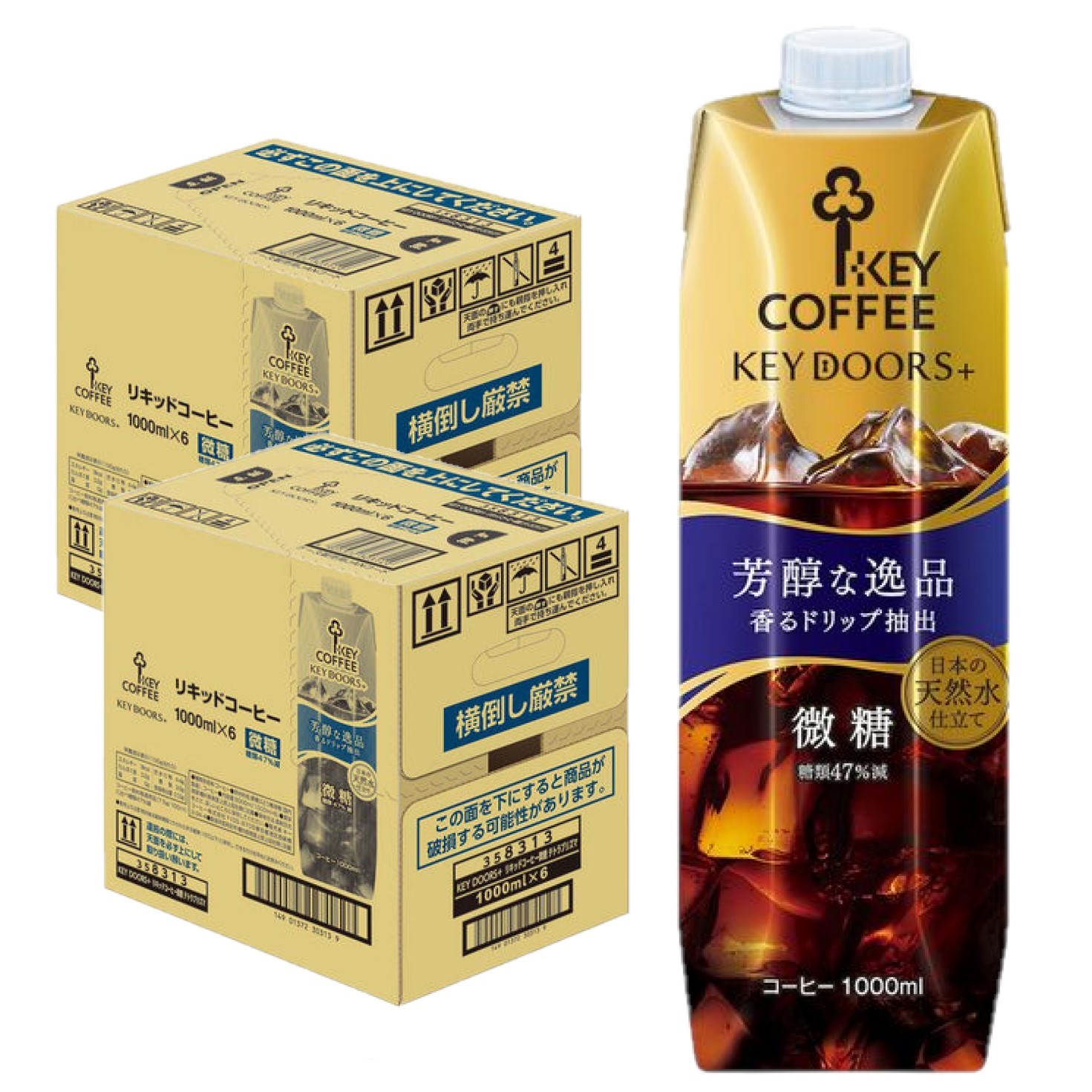 【楽天市場】【送料無料】キーコーヒー KEY DOORS+ リキッドコーヒー 微糖 テトラプリズマ 1000ml 1L×2ケース/12本アイス ...