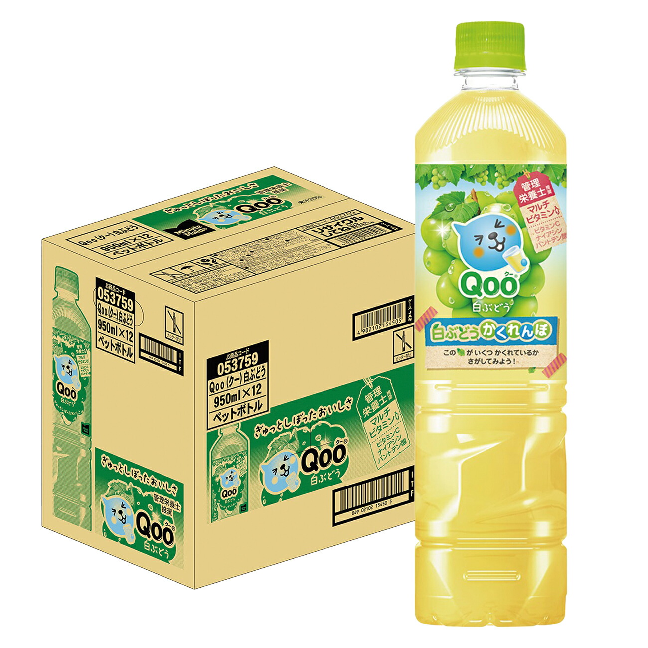 【楽天市場】【送料無料】 コカ・コーラ ミニッツメイド Qoo クー 白ぶどう 950ml×1ケース/12本ぶどう 白ブドウ 果汁飲料：リカーBOSS 楽天市場店