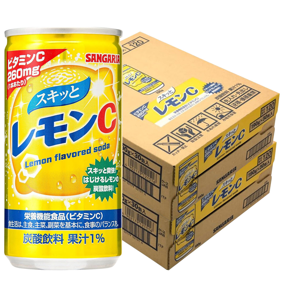 【楽天市場】【送料無料】サンガリア スキッとレモンC 缶 190ml×2ケース/60本【ご注文は3ケースまで同梱可能です】レモン 炭酸 飲料 ジュース 飲み切りサイズ ミニ：リカーBOSS 楽天市場店