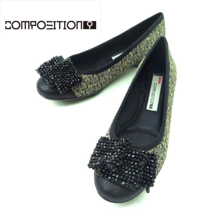 【楽天市場】composition9 コンポジションナイン CP3025 ベージュコンビ(BGコンビ)レディース 婦人靴 スタイリッシュ コンフォート ビジューリボン パンプス 通勤 カッター ...