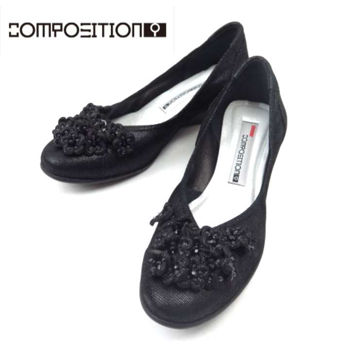 【楽天市場】composition9 コンポジションナインCP2885 ブラック(BK)レディース コンフォート ウェッジヒール ラウンドトゥ フラワーモチーフ スタイリッシュ 本革 ビジネス ...