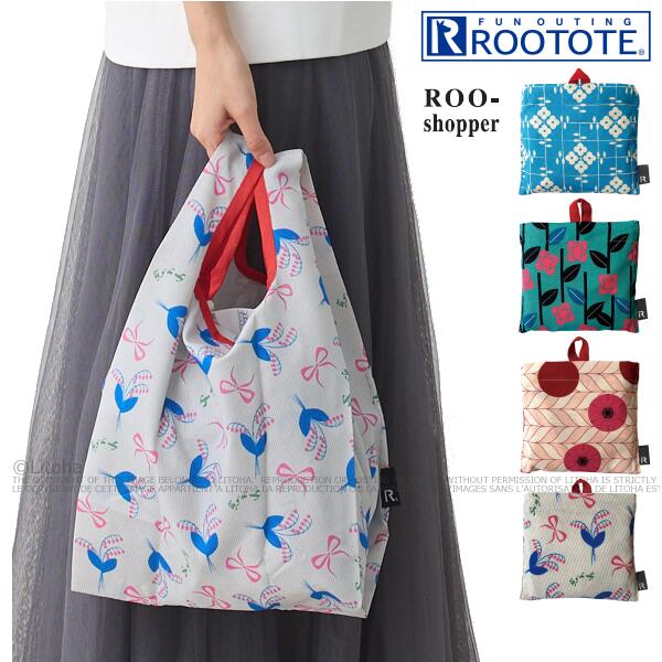 【楽天市場】ルートート エコバッグ お買い物バッグ ROOTOTE ルーショッパー トートバッグ 花柄 幅広 コットン風 コンパクト 携帯 ショッピングバッグ ROO-shopper 新作 ...