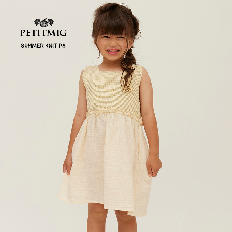 【楽天市場】【PETITMIG】 summer knit P8 【2-3歳/90cm - 4-5歳/110cm】ニットワンピース ノースリーブ 無地 生成り生地 袖なし サマードレス ホワイト ...