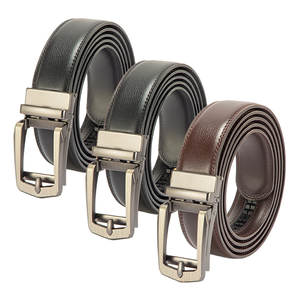 【楽天市場】ベルト 牛革 ラチェット式 ロング 3本組 ラチェットベルト メンズ 牛革 穴なし 無段階調整：ライブイット