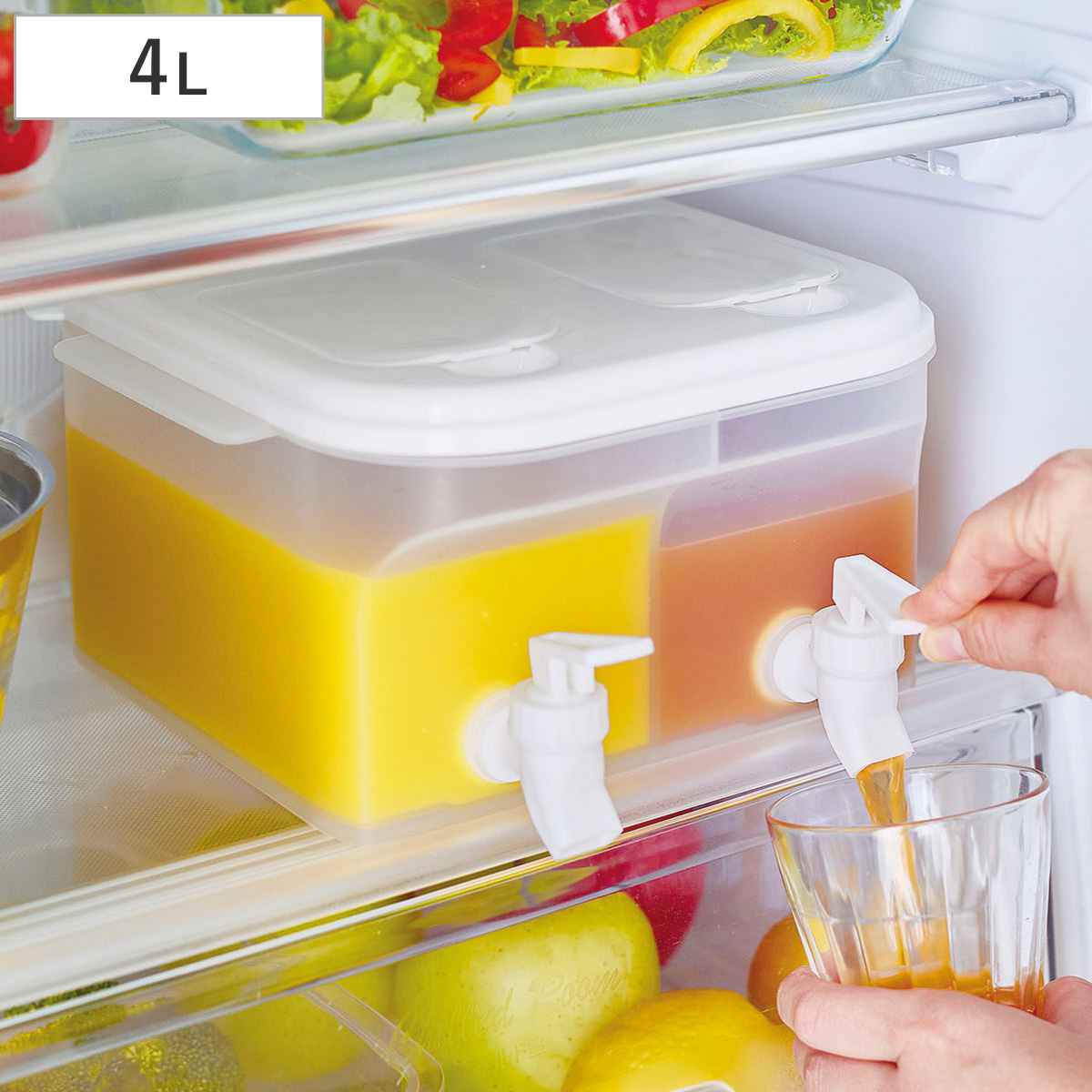 【楽天市場】ドリンクサーバー 2口タイプ 4L ソソギーナ プラスチック （ 冷蔵庫 蛇口 2口 冷蔵 冷水筒 お茶入れ 大容量 ポット ピッチャー お茶 麦茶 水 子ども 水差し ...