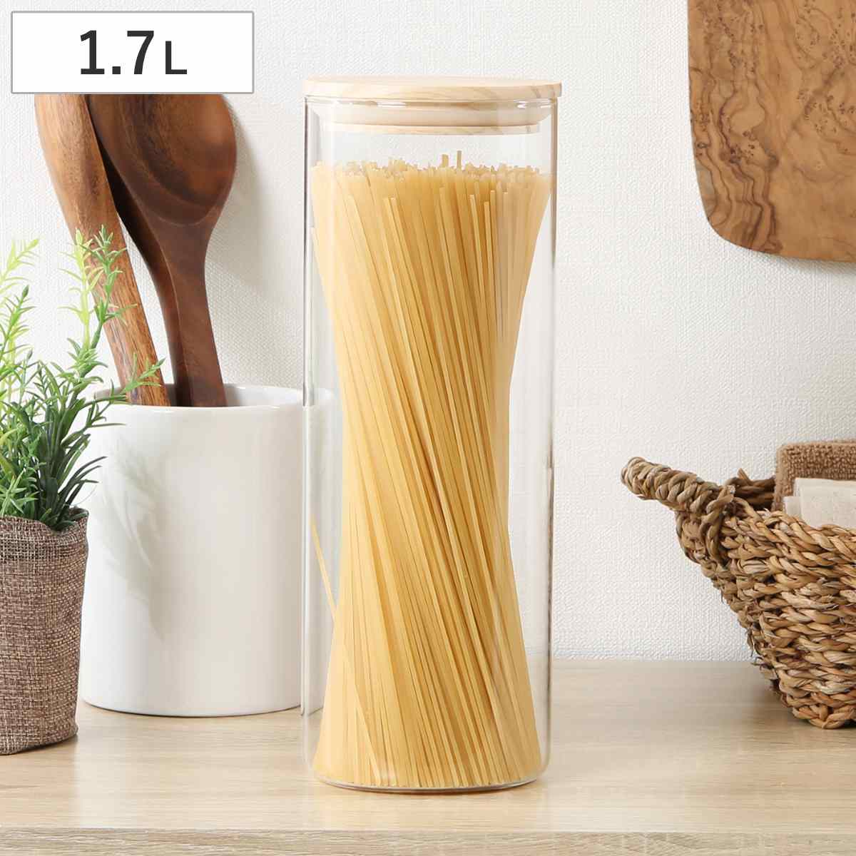 【楽天市場】保存容器 1.7L 木蓋耐熱キャニスター （ ガラス 耐熱ガラス 密閉 木蓋 キャニスター 保存びん ガラスキャニスター ...
