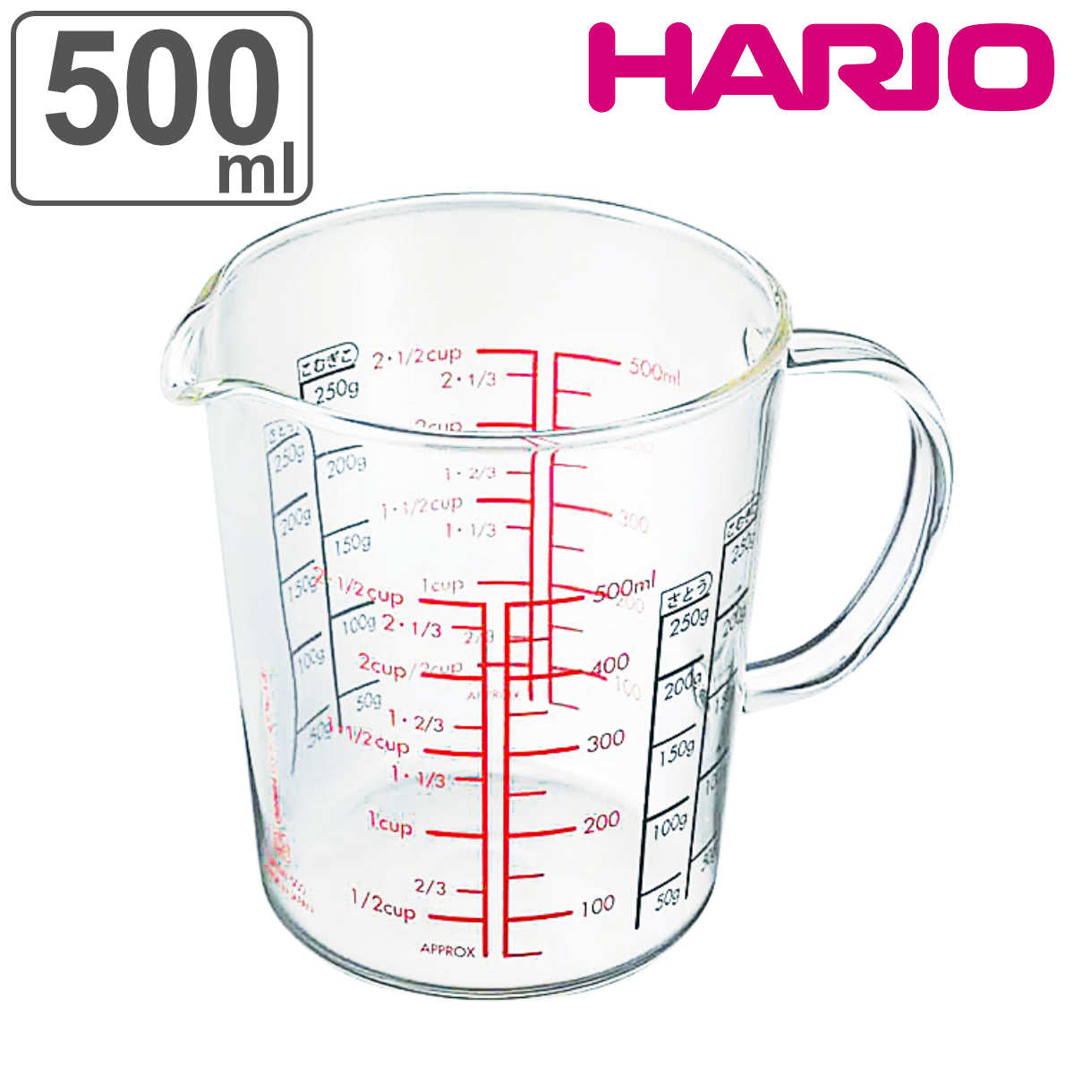 【楽天市場】ハリオ メジャーカップ ワイド 500ml 耐熱ガラス （ HARIO 計量コップ メジャーコップ 熱湯OK 500cc ガラス製 電子レンジ対応 食洗機対応 レンジOK 計量器具 ...