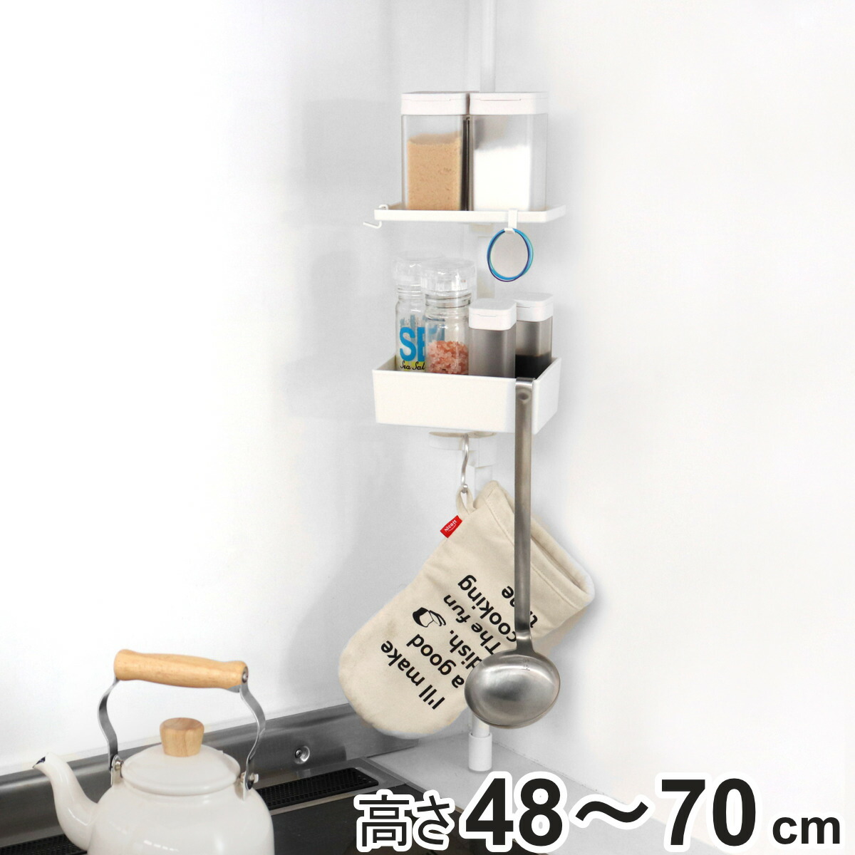 【楽天市場】突っ張り棒 縦つっぱり棒48 マットホワイト 高さ48～70cm tatecco （ 伸縮 キッチン つっぱり棒 突っ張り ...