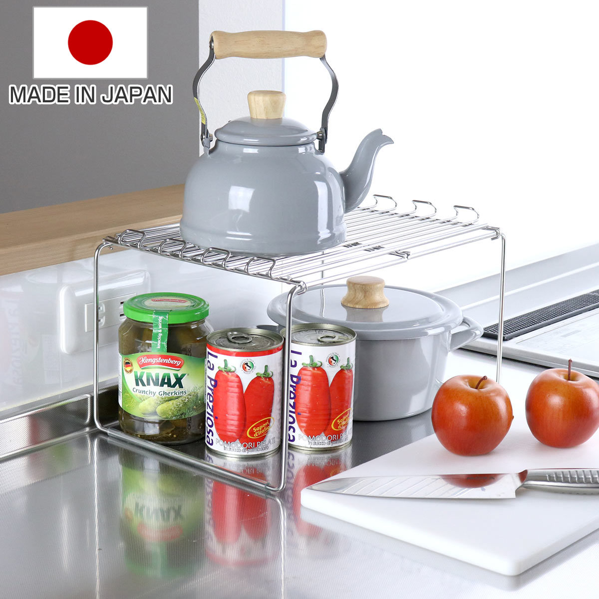 【楽天市場】キッチンラック スライド棚 ワイド 幅35～50cm 伸縮 （ 日本製 積み重ね棚 収納棚 調味料ラック コンロラック 食器棚収納 ...