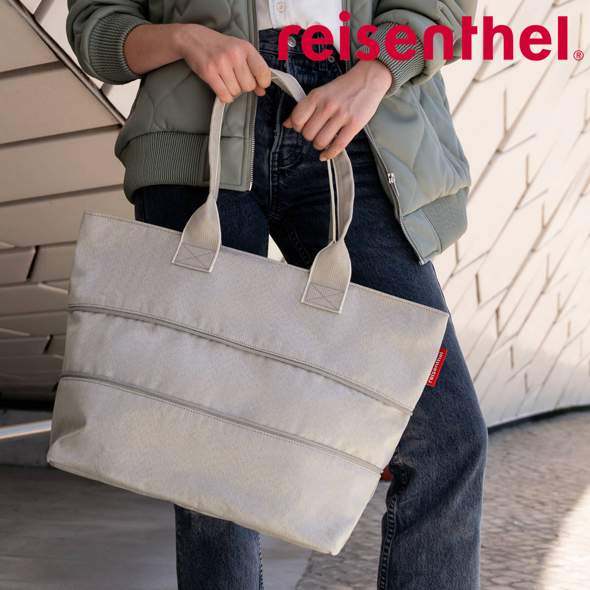 【楽天市場】トートバッグ 拡張 reisenthel SHOPPER E1 HERRINGBONESAND （ ライゼンタール 拡張できる マイバッグ かばん レディース 大容量 カバン 鞄 ...