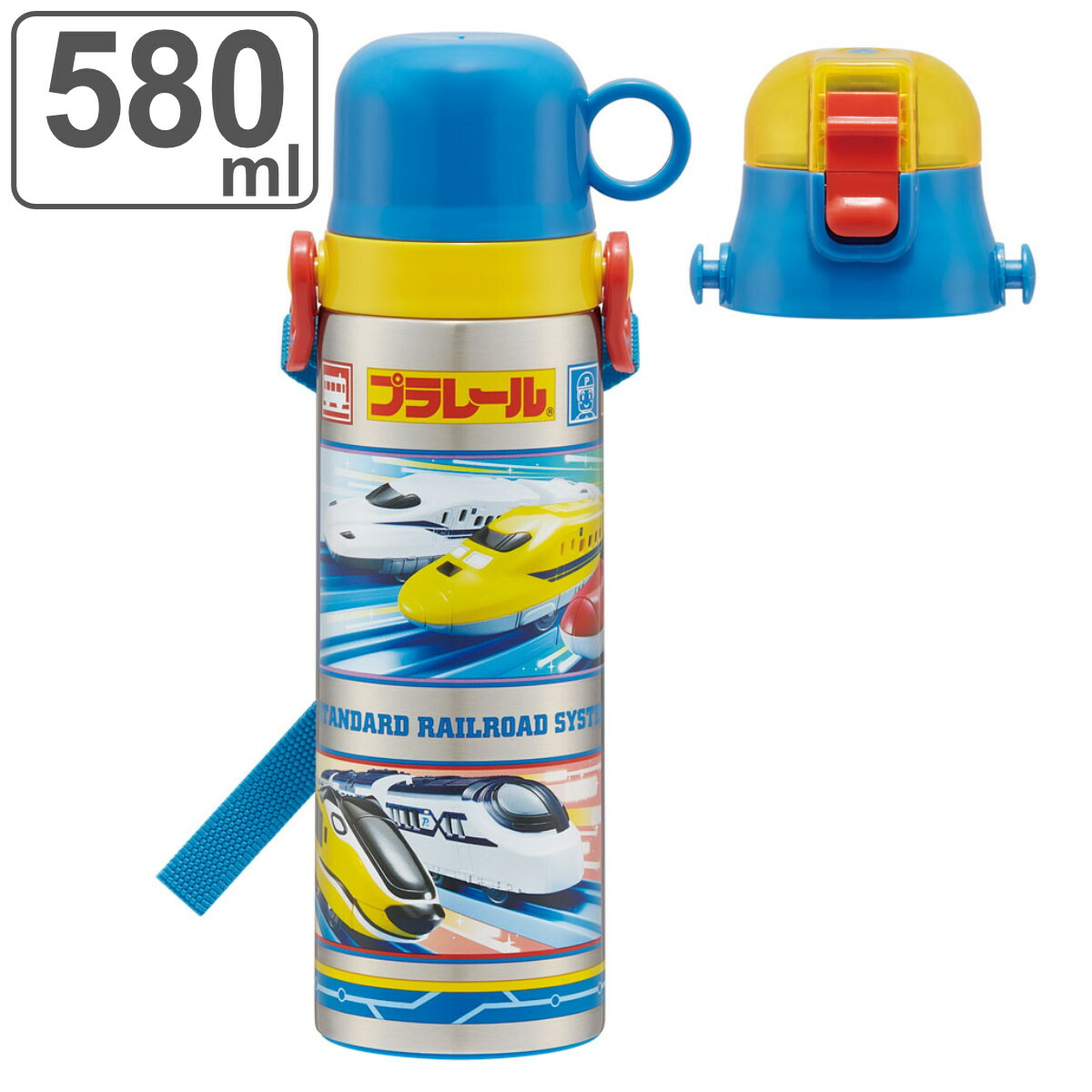 【楽天市場】水筒 580ml 超軽量2WAYステンボトル 保温 保冷 プラレール24 （ プラレール ステンレスボトル 直飲み コップ コップ飲み ワンプッシュ 超軽量 軽量 子供 直のみ ...