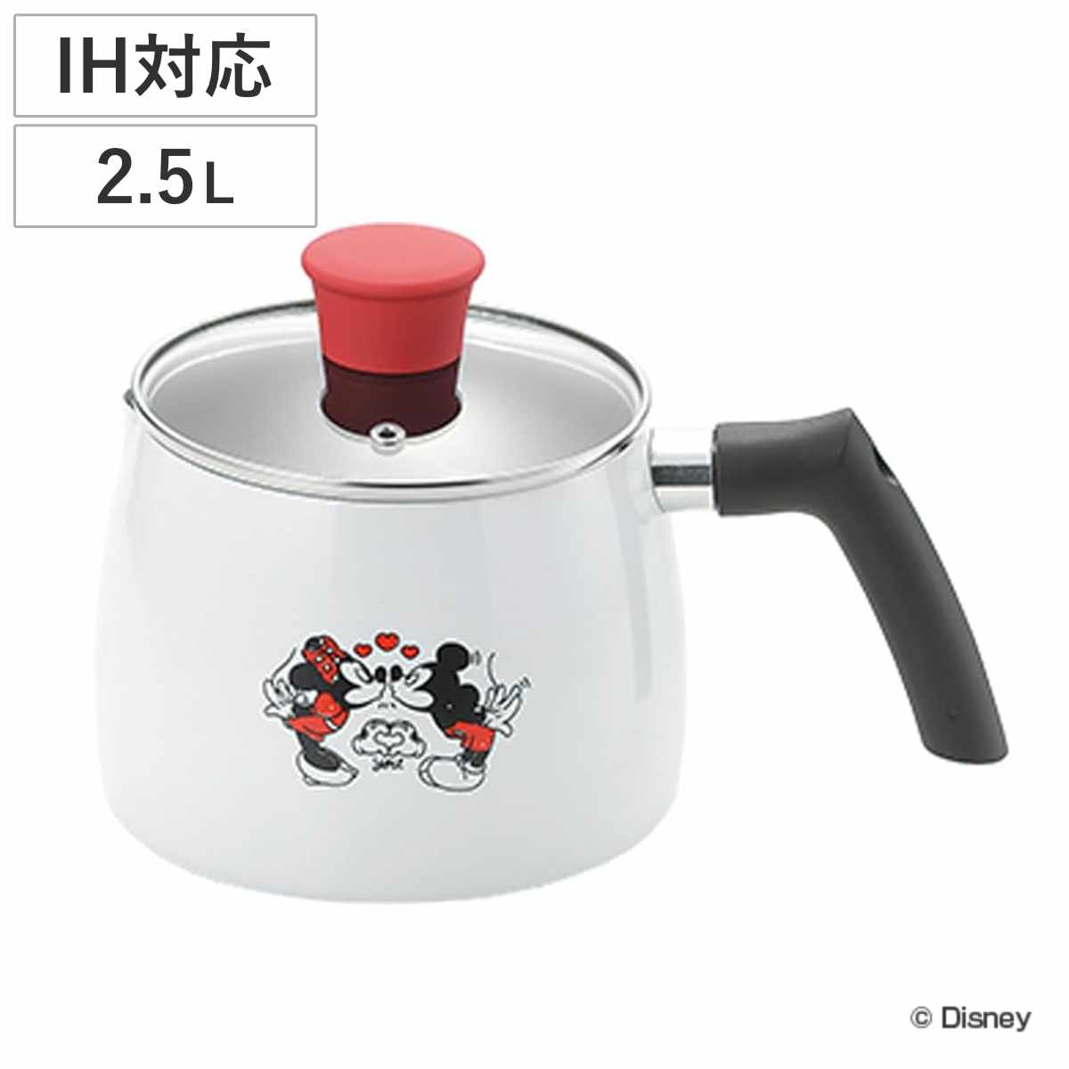 【楽天市場】マルチポット 2.5L IH対応 ミッキー＆ミニー マルチクックパン （ ガス火対応 片手鍋 万能鍋 深型 鍋 小鍋 ふっ素加工 ガラス蓋付き 片手なべ 天ぷら鍋 ケトル 万能 ...