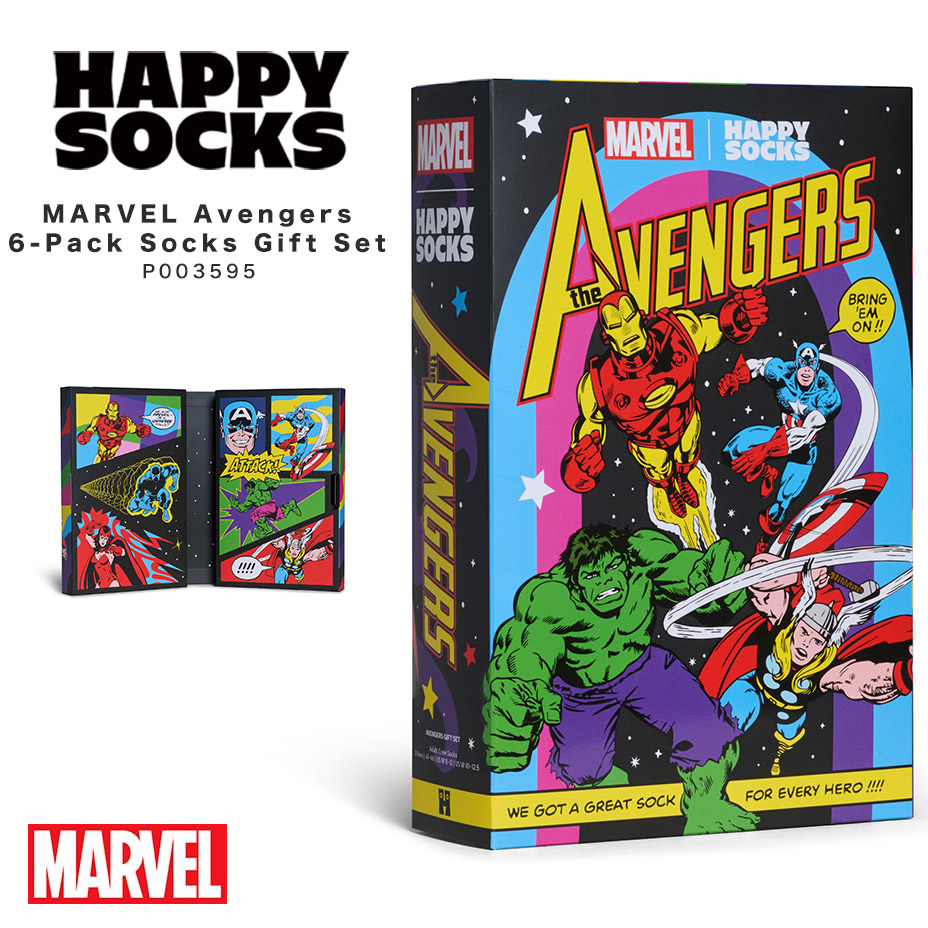 【楽天市場】happy socks ハッピーソックス ギフト MARVEL Avengers 6-Pack Socks Gift Set マーベル アベンジャーズ 6足セット P003595 ...