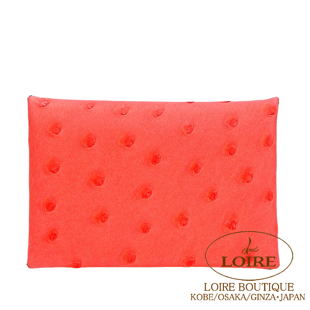 【楽天市場】エルメス カルヴィ カードケース ローズテキサス オーストリッチ シルバー金具 HERMES Calvi Card Case ...