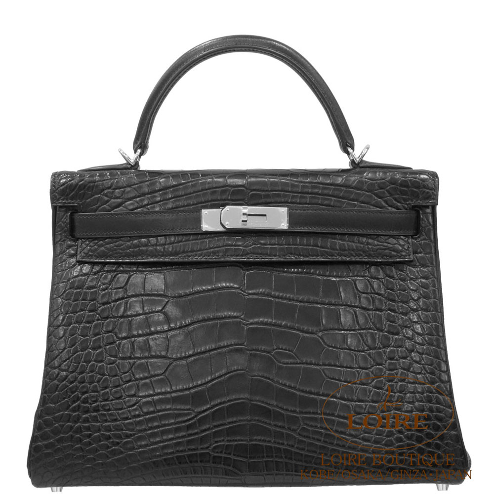 【楽天市場】エルメス ケリー 32 内縫 クロ アリゲーターマット×クレマンス×ボックスカーフ シルバー金具 HERMES Kelly 32 ...
