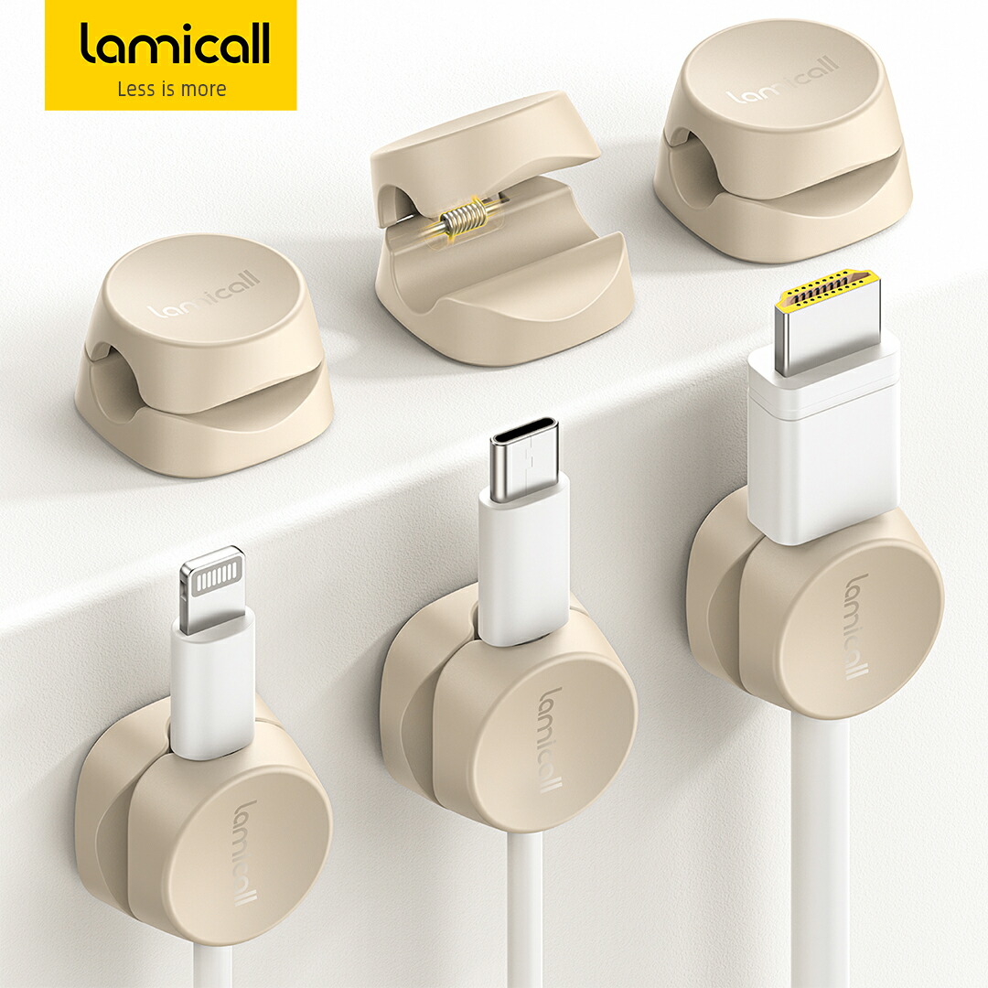 【楽天市場】【10日限定10％OFFクーポン】ケーブルホルダー 6個セット ケーブルクリップ Lamicall バネ式 固定 強力粘着 壁 卓上 コード ホルダー コードクリップ USB 配線 ...