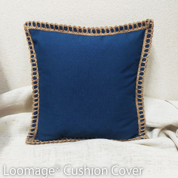 【楽天市場】LOOMAGE クッションカバー 45×45cm 麻 ブルー おしゃれ アジアン シンプル Cc-017：LOOMAGE