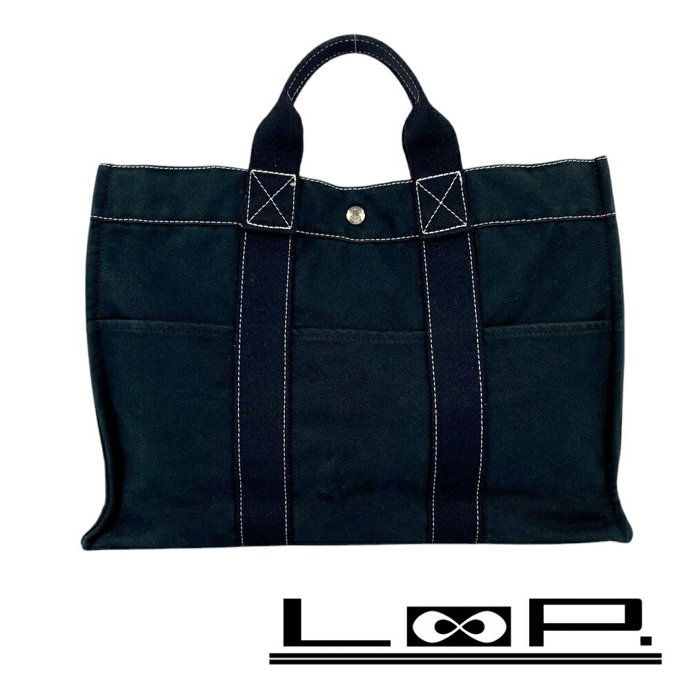 【楽天市場】SALE!!!! 中古 エルメス ドーヴィル トート MM バッグ キャンバス ブラック 【322648】5 【中古 ...
