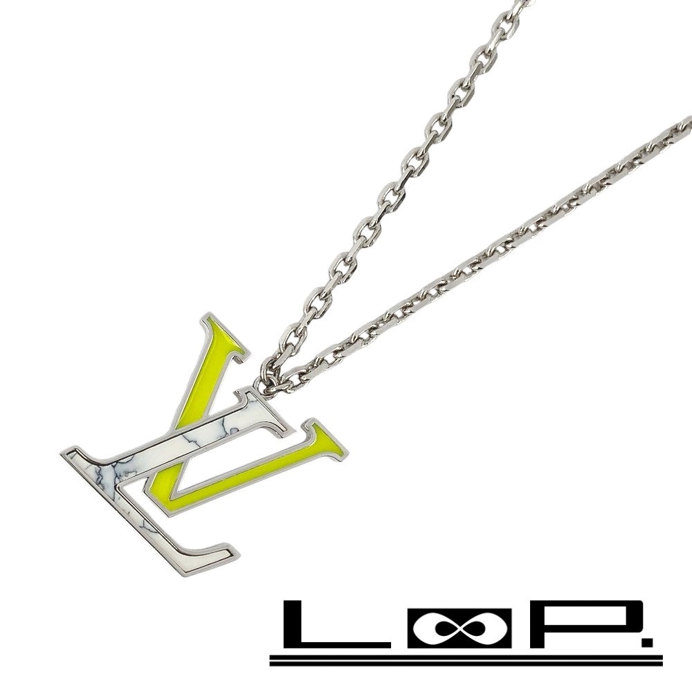【楽天市場】 美品 ルイヴィトン ペンダント LV カラーズ ロング ネックレス アクセサリー メタル シルバー イエロー M00526 ...