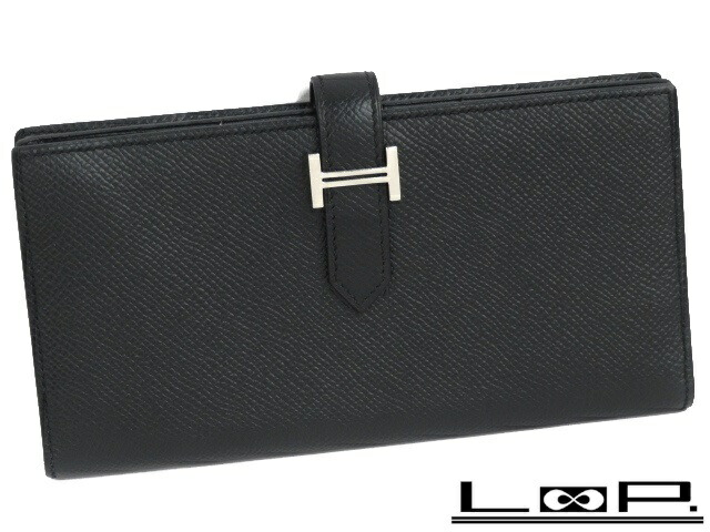 【楽天市場】 美品 エルメス ベアン 長財布 サイフ ブラック エプソン P刻 箱 【69666】 【中古】：LoopLand 楽天市場店