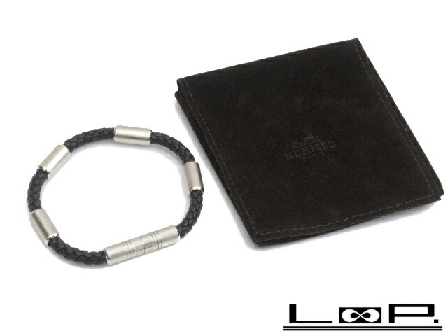 【楽天市場】 値下げ 新同 エルメス トーテム マルチ ブレスレット レザー SS ブラック シルバー 【85888】 【中古 ...