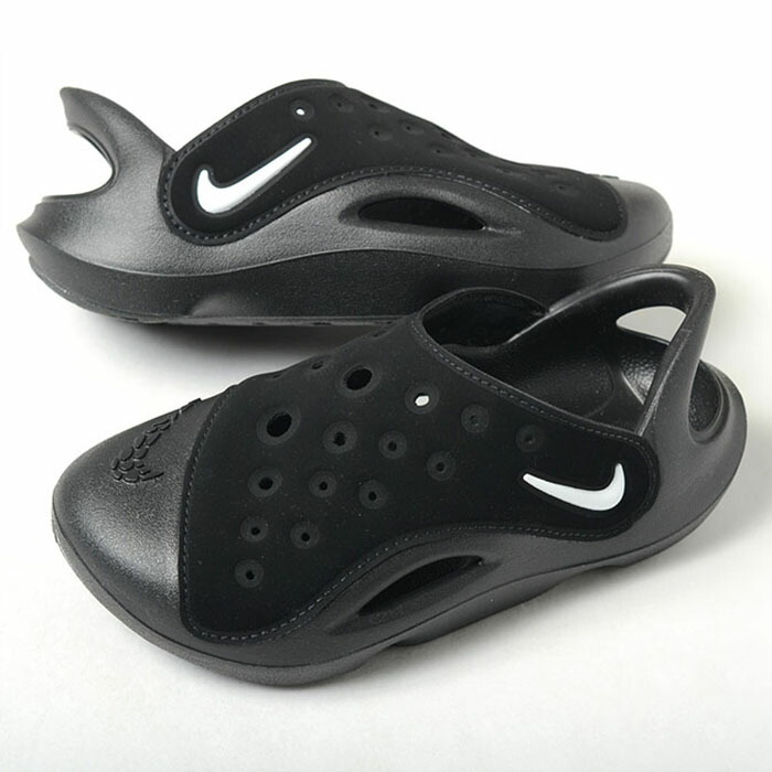 【楽天市場】【17cm-22cm】NIKE AQUASWOOSH (PS) ナイキ アクア スウォッシュ キッズ サンダル ブラック ...