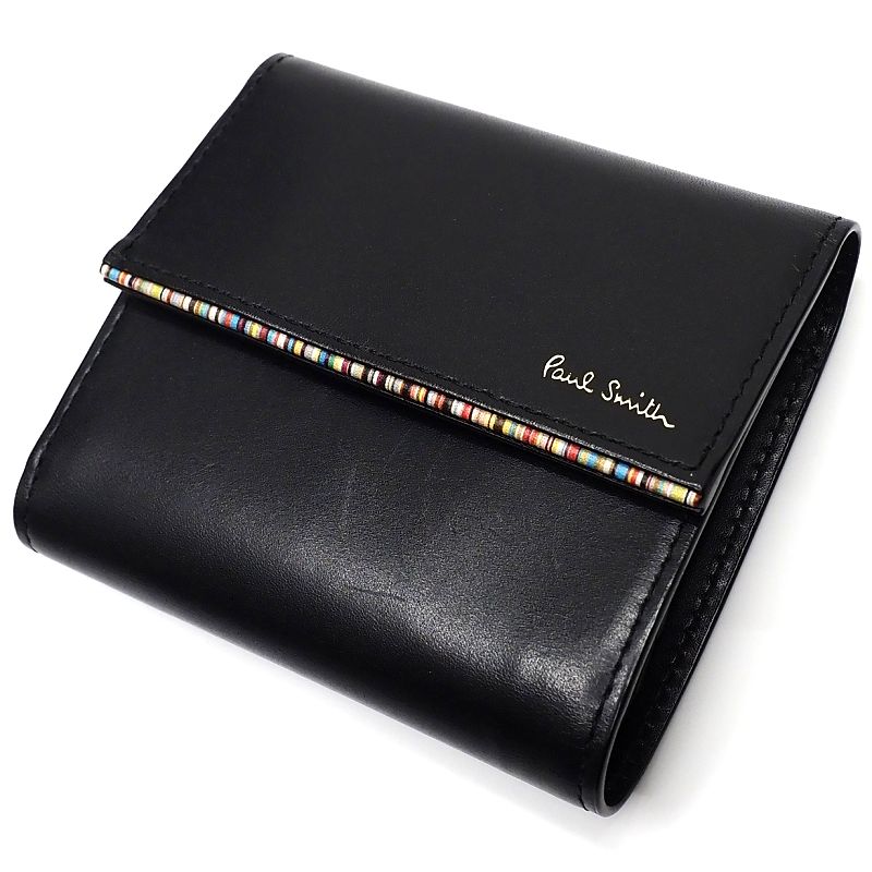 【楽天市場】未使用品 Paul Smith シグネチャーストライプ レザーウォレット 3つ折り財布 ブラック BPS672 ポールスミス メンズ 5CH/B06620/KEBR15/HM ...