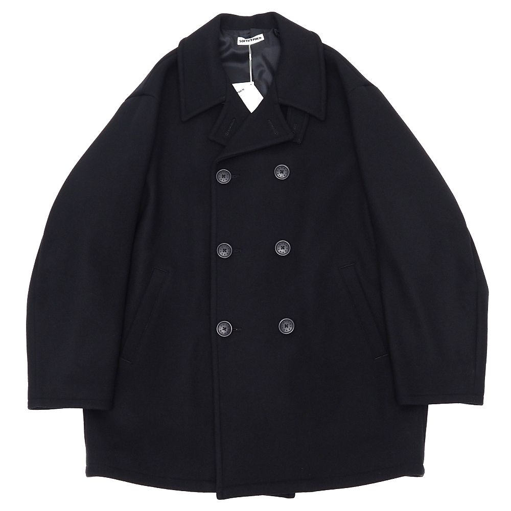 【楽天市場】新品 SOFTHYPHEN BASIC PEA COAT Pコート 【サイズ：03】 ブラック 日本製 ソフトハイフン メンズ ...