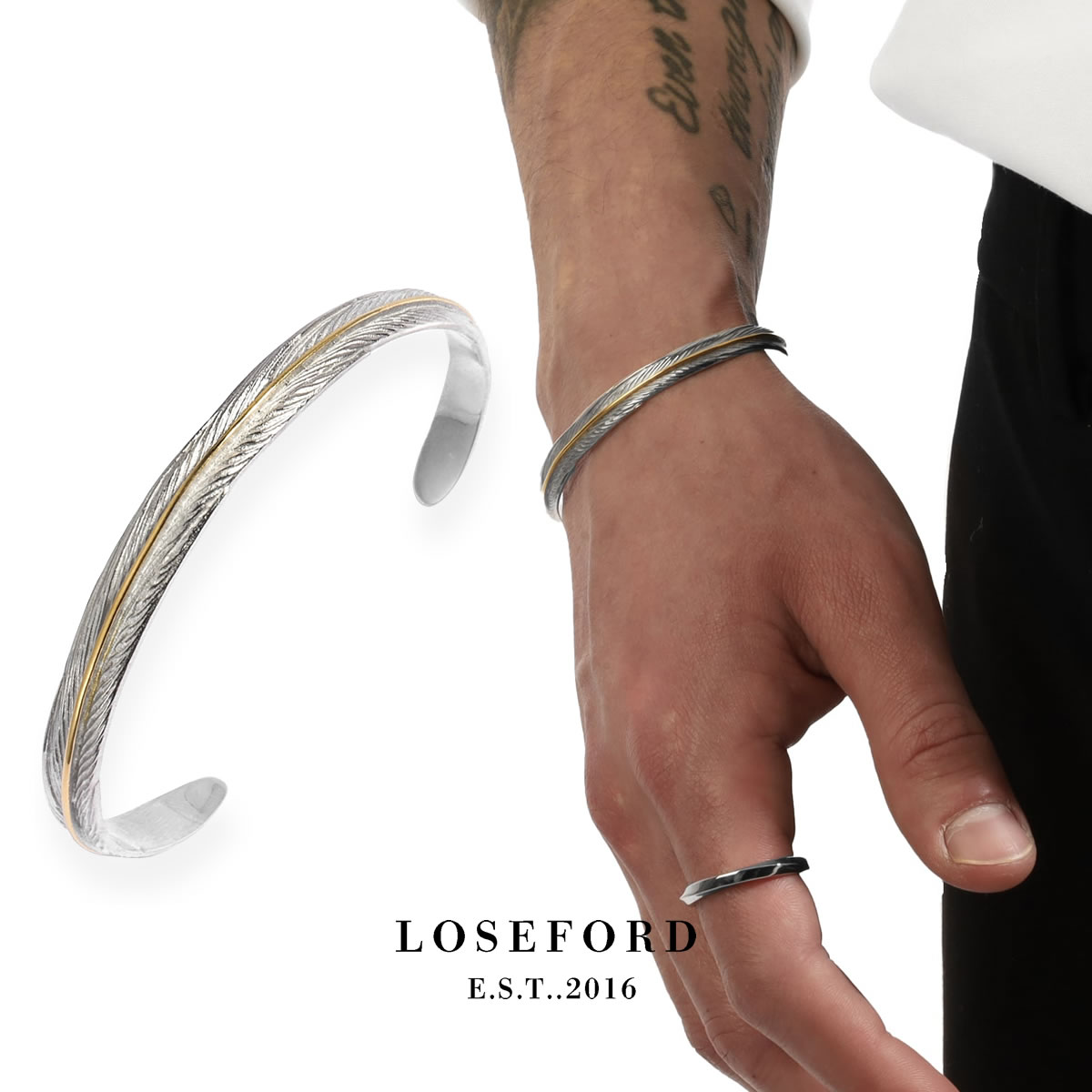 【楽天市場】【LOSE FORD 公式】 316L フェザーバングル フェザー バングル ブレスレット 羽 メンズブレスレット メンズアクセサリー レディースアクセサリー レディース ...