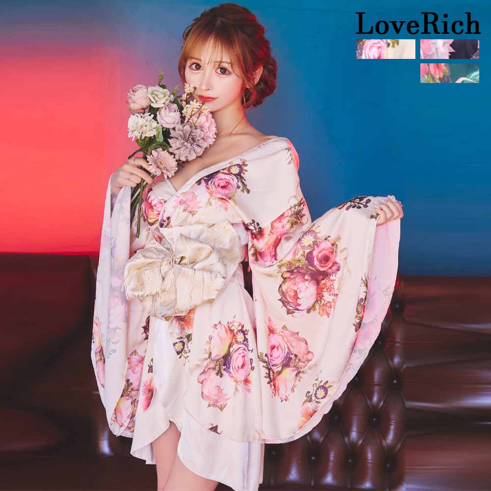 【楽天市場】【SMLサイズ/3カラー/2点セット】花柄 オフショル ミニ 豪華 帯 花魁 着物 ドレス コスプレ イベント ハロウィン キャバドレス：LoveRich