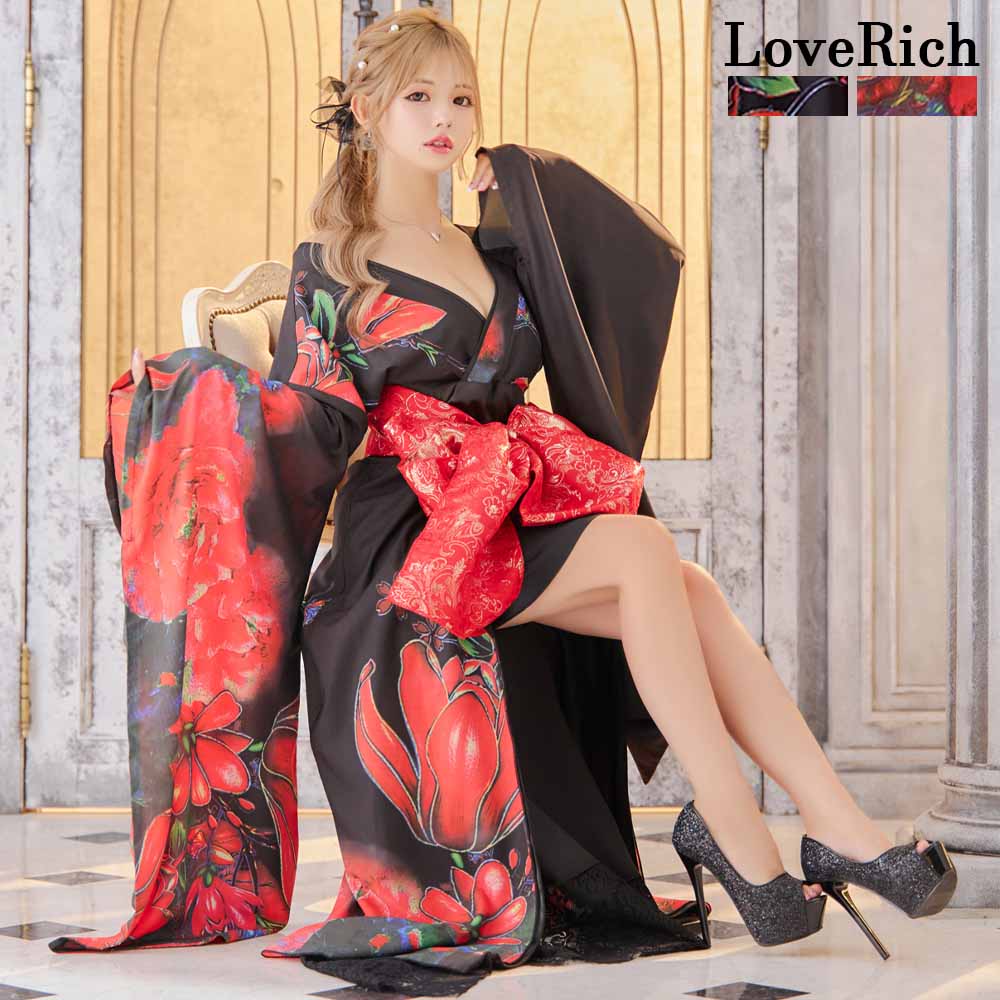 【楽天市場】1321【高級ライン】【2点セット】花柄 シフォン レース ミニスカート ロング 豪華 花魁 着物 ドレス コスプレ イベント ハロウィン：LoveRich