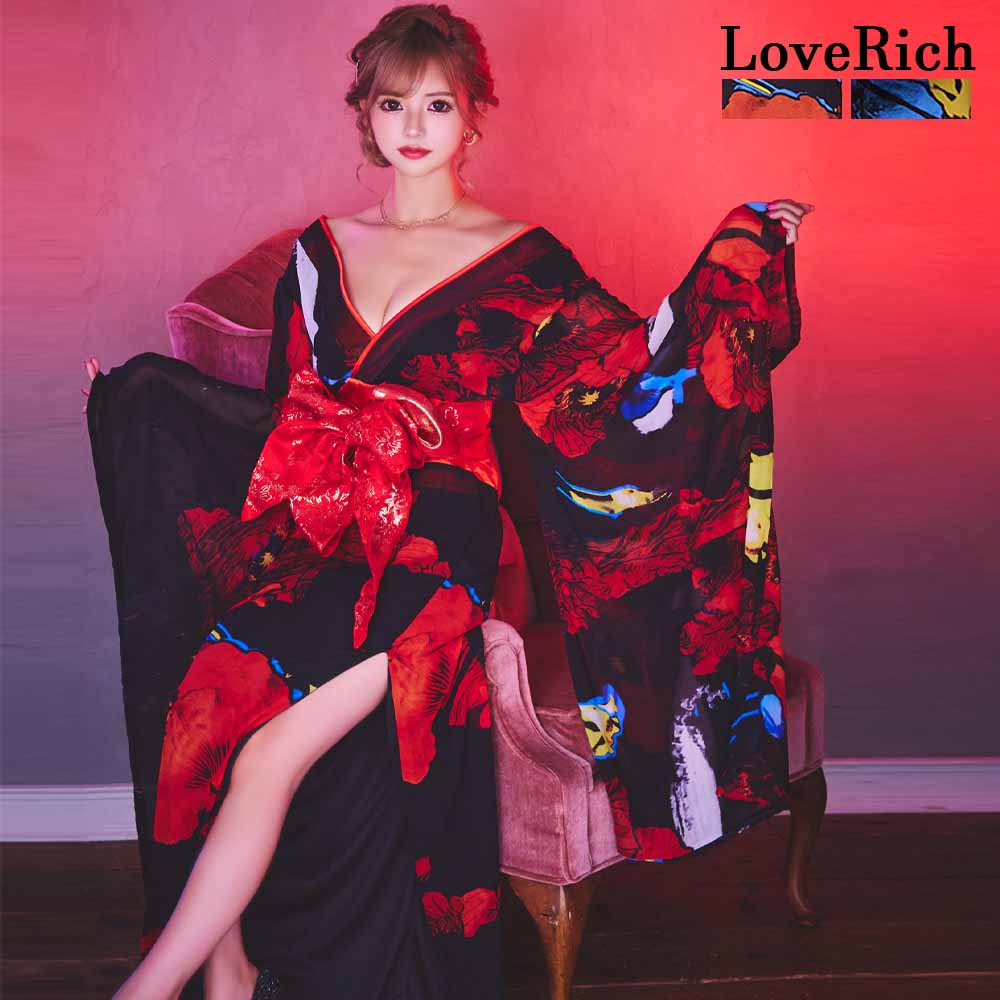 【楽天市場】【高級ライン】【2カラー/2点セット】花柄 セクシー 深めスリット 美脚 オフショル 美胸 ロング丈 花魁 着物 ドレス コスプレ イベント ハロウィン：LoveRich