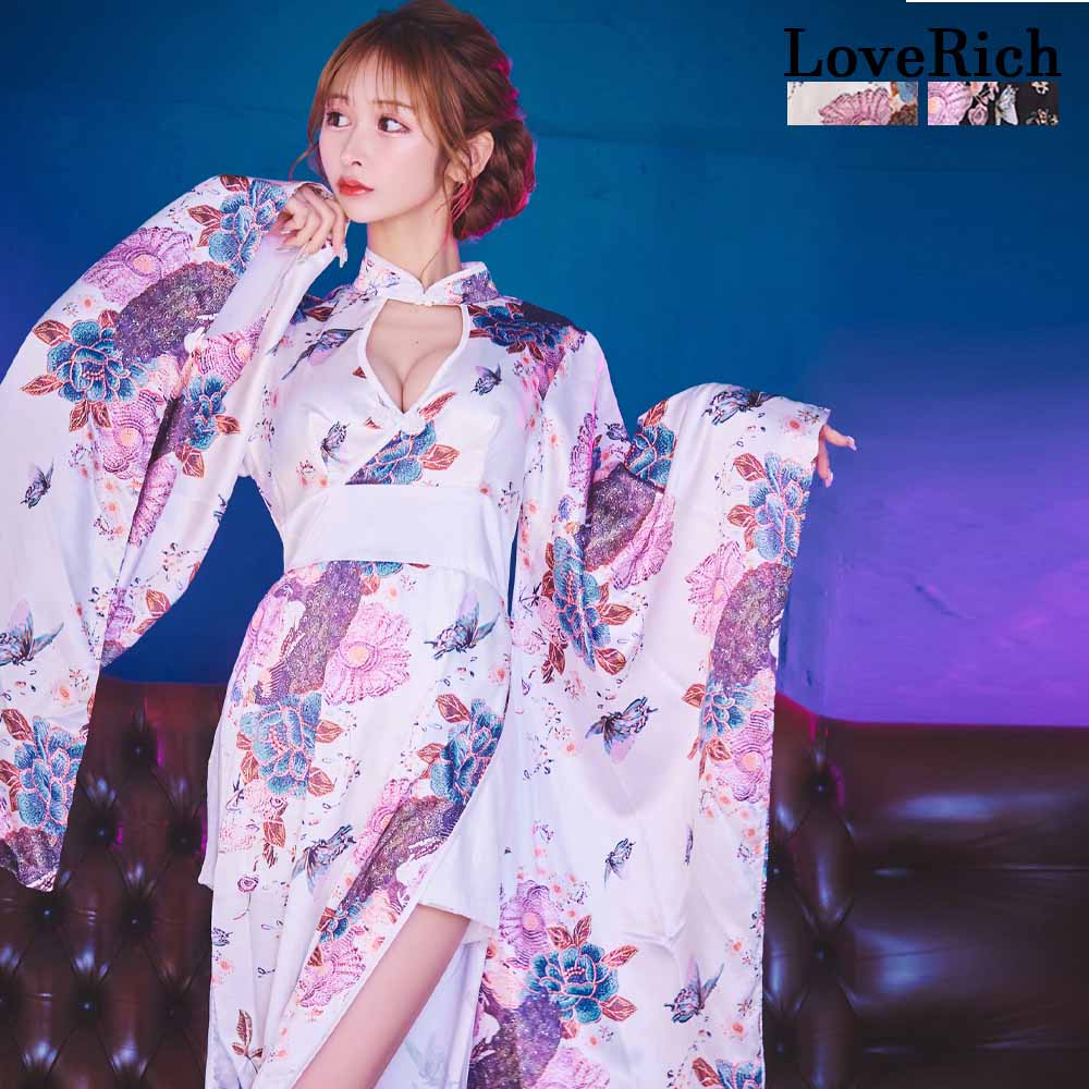 【楽天市場】【高級ライン】【SMLサイズ/2カラー】チャイナ風 蝶々柄 美胸 サイドスリット レーススカート ミニスカート ロング丈 花魁 着物 ドレス コスプレ イベント ハロウィン ...