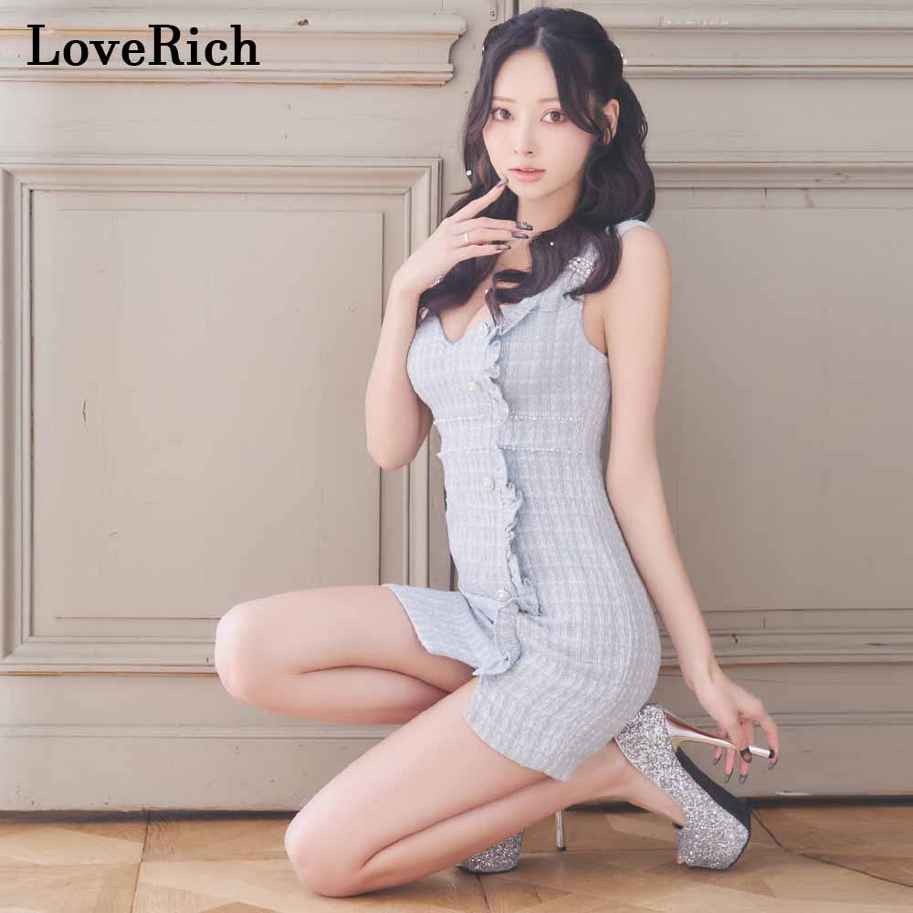 【楽天市場】【SMLサイズ/2カラー】ノースリーブ ショルダービジュー フリル パール ボタン スリット 美胸 タイト ミニドレス キャバドレス：LoveRich