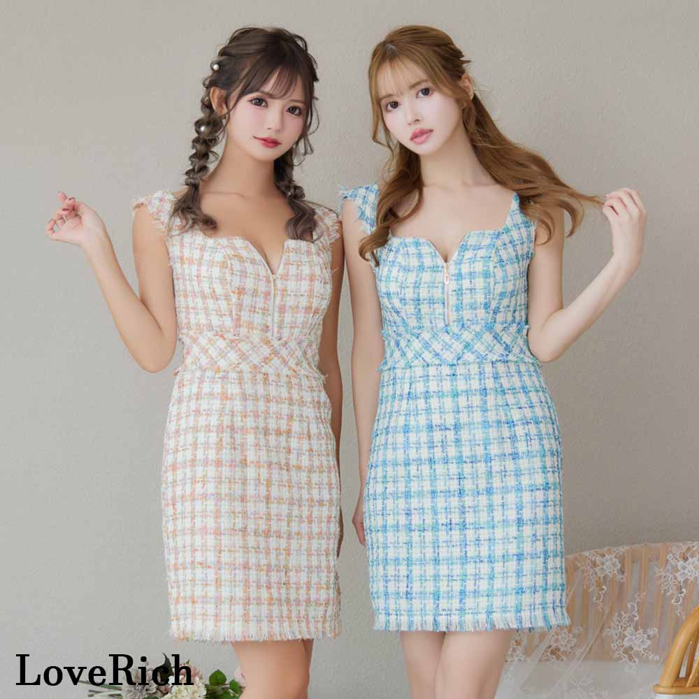 【楽天市場】1306【SMLサイズ/2カラー】 ツイード ファスナー ノースリーブ タイト ミニドレス キャバドレス：LoveRich