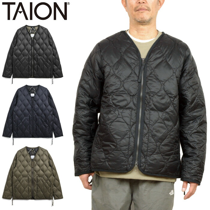 【楽天市場】TAION タイオン TAION-101ALSZML-1 MILITARY V NECK W-ZIP DOWN JACKET ミリタリーVネックWジップダウンジャケット ...