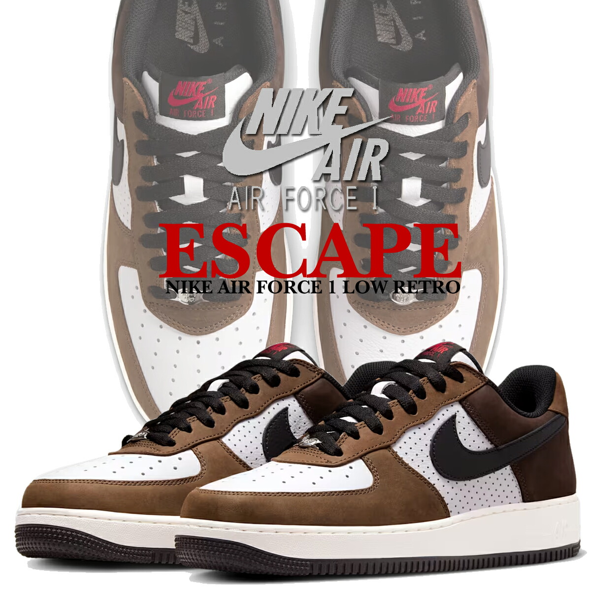 【楽天市場】【ナイキ エアフォース 1 ロー レトロ エスケープ ホワイト ブラック バイソン】NIKE AIR FORCE 1 LOW ...