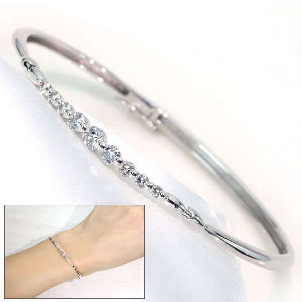 【楽天市場】ダイヤモンド ブレスレット 0.70カラット プラチナ900 PT900 バングル グラデーションダイア 肉厚 /白・透明 ...
