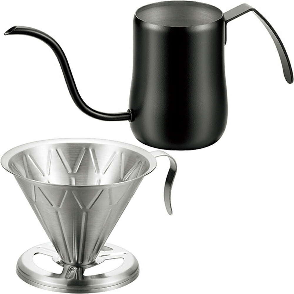 【楽天市場】よこやま 燕熟の技 コーヒードリップポット 420mLブラック＆コーヒードリッパー EJC-800 （日本製）：キッチン応援隊！ラッキークィーン