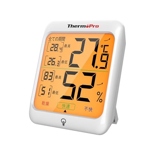 【楽天市場】ThermoProサーモプロ 温湿度計 室内温度計デジタル 室内温度計湿度計 LCDバックライト付き 最高最低温湿度値表示 24 ...
