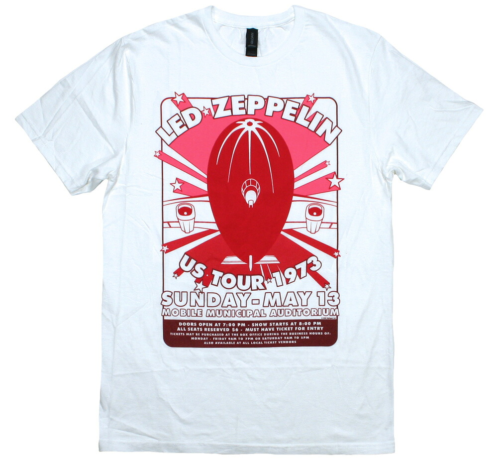 【楽天市場】Led Zeppelin / US Tour 1973 - Mobile Municipal Auditorium Tee ...