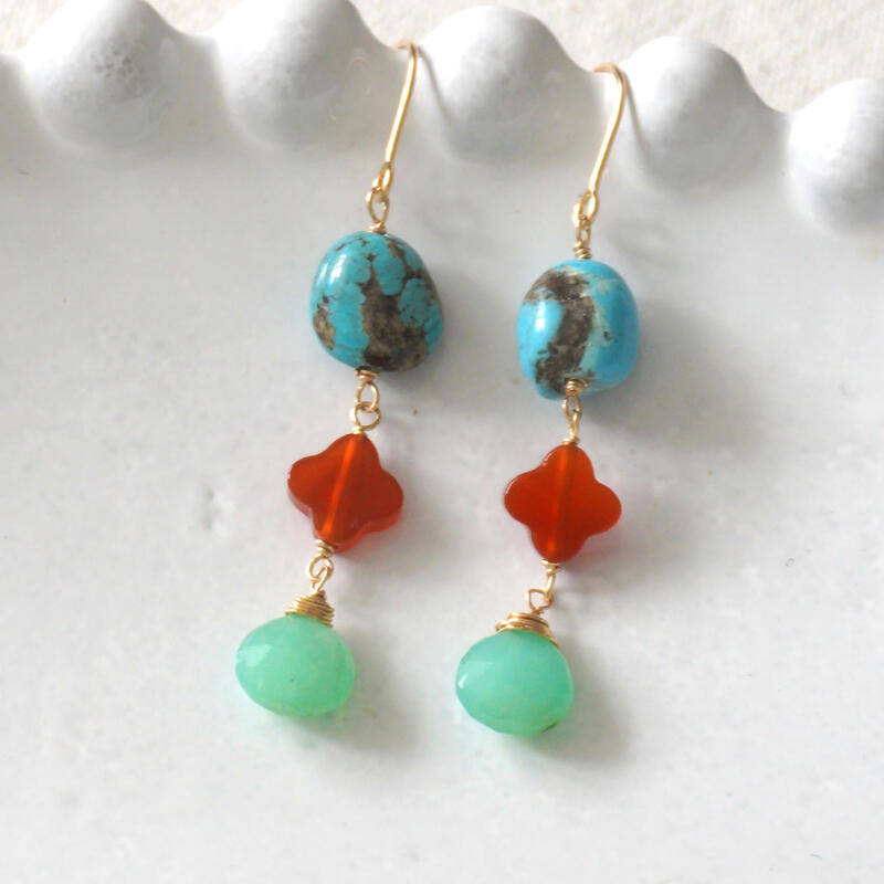 【楽天市場】7amulet 14KGF ターコイズ レッドアゲート クリソプレーズ ピアス LUVRI ラブリ：ラブリ