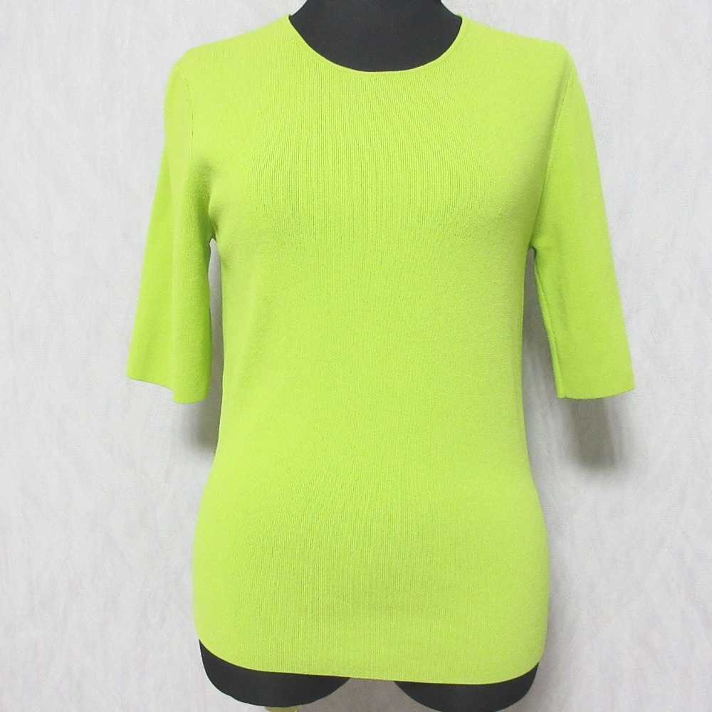【楽天市場】【中古】 美品 23SS AMERI アメリ COMPACT CHOKER KNIT TOP 五分袖 プルオーバー ニット カットソー 01310160610 F ネオンイエロー ...