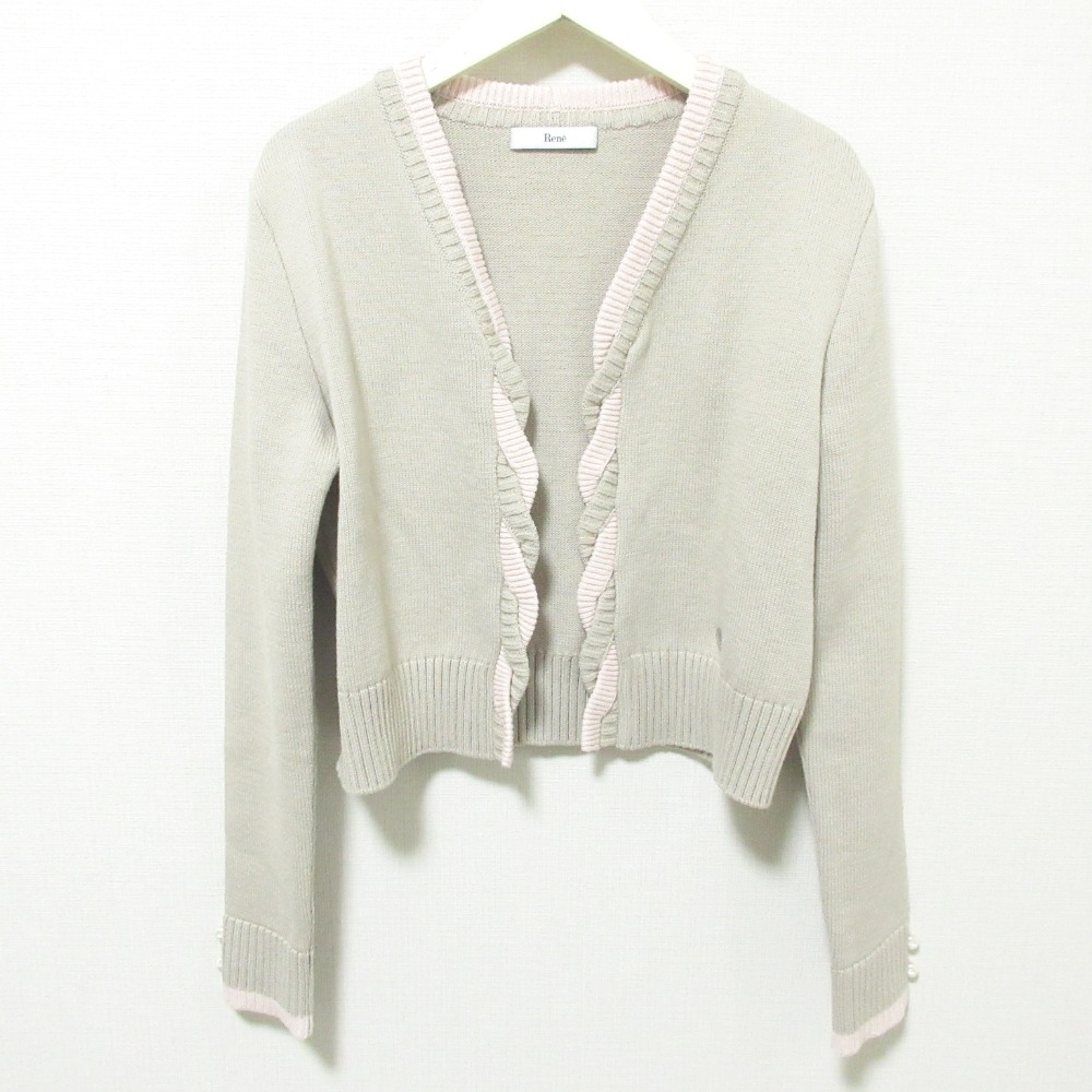 【楽天市場】【中古】 新品同様 22SS Rene ルネ 袖パール オープンフロント ニット カーディガン 6212060 34 ベージュ×ピンク レディース Luxs ブランド古着のリュクス ...