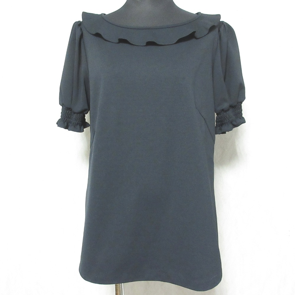 【楽天市場】【中古】 美品 Rene ルネ フリルカラー パフスリーブ 半袖 プルオーバー ブラウス カットソー 6127100 34 ブラック レディース Luxs ブランド古着のリュクス ...