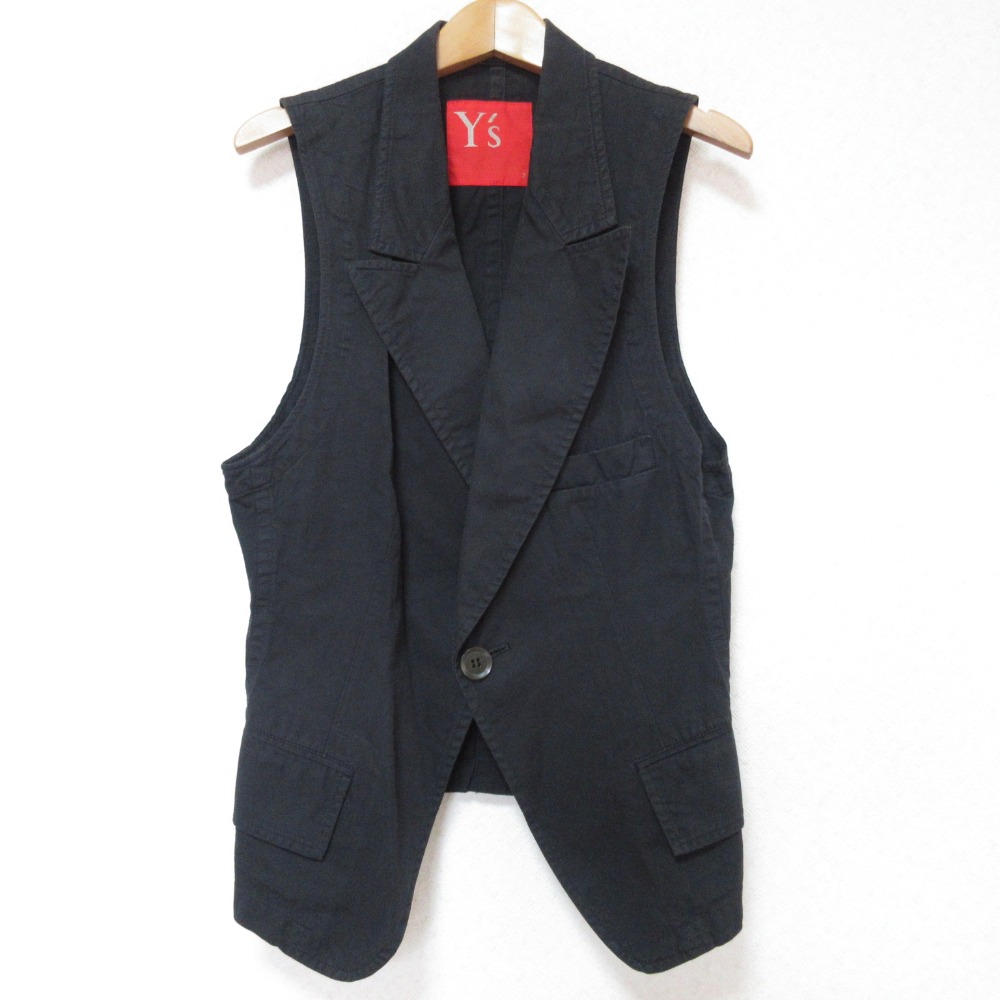 【楽天市場】【中古】美品 Y's Red Label ワイズレッドレーベル ヨウジヤマモト シングル テーラードカラー ジレ ベスト YD-V54-062 サイズ2 ブラック レディース ...