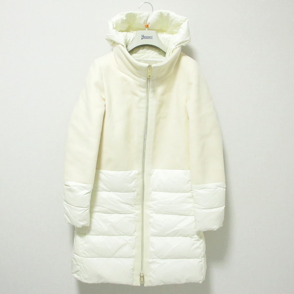 【楽天市場】【中古】美品 Herno ヘルノ フード2WAY 切替 ダウンコート ロングダウンジャケット 42 アイボリー ホワイト レディース Luxs ブランド古着のリュクス：Luxs ...