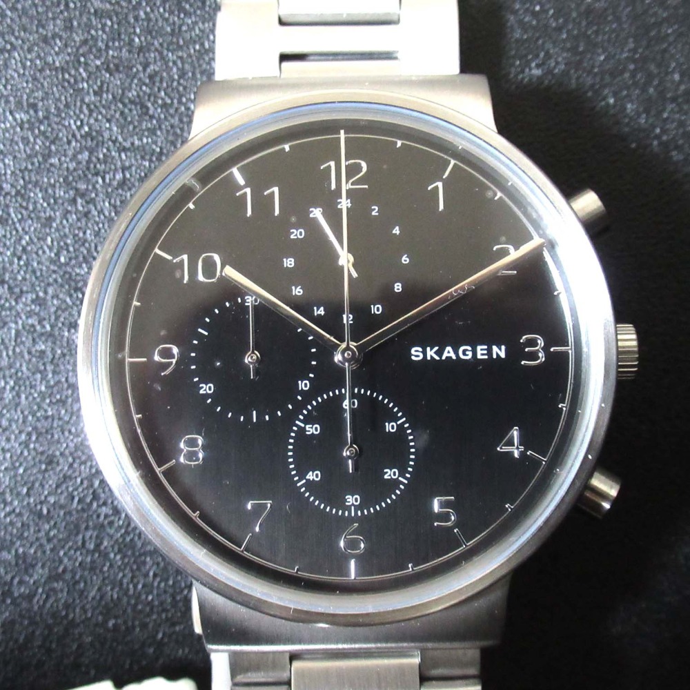 【楽天市場】【中古】未使用 SKAGEN スカーゲン Ancher アンカー SS クォーツ クロノグラフ メンズウォッチ 腕時計 SKW6360 ブラック文字盤 シルバー メンズ Luxs ...