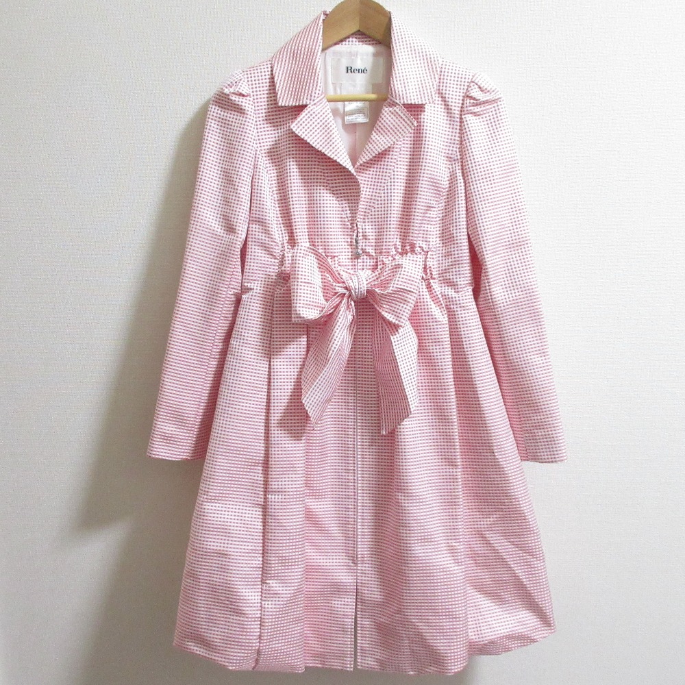 【楽天市場】【中古】美品 Rene ルネ ギンガムチェック ウエストリボン スプリングコート サイズ34 レッド ホワイト レディース Luxs ブランド古着のリュクス：Luxs（ブランド古着 ...
